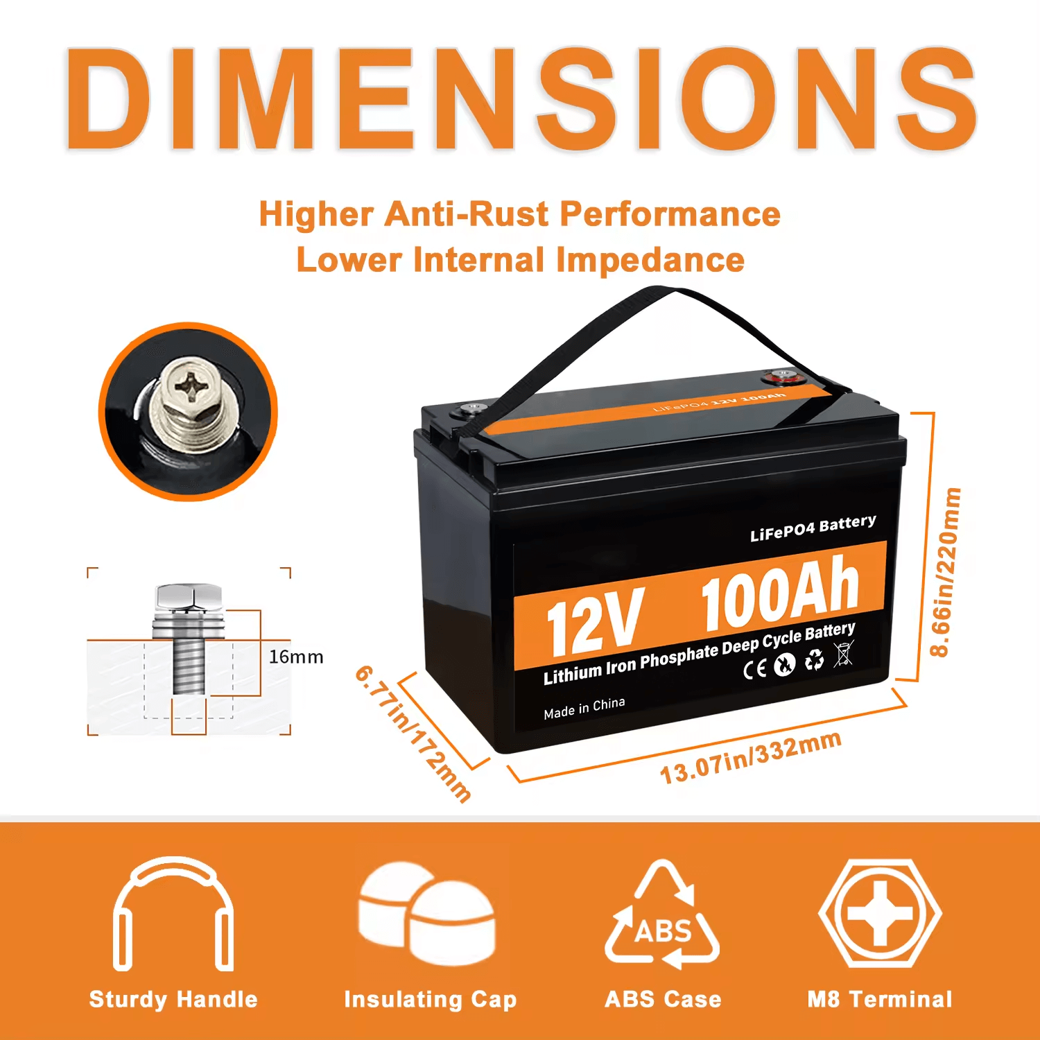 LiFePO4 Solar Energy Storage Power Battery 12V 100Ah - Ainbattery.com